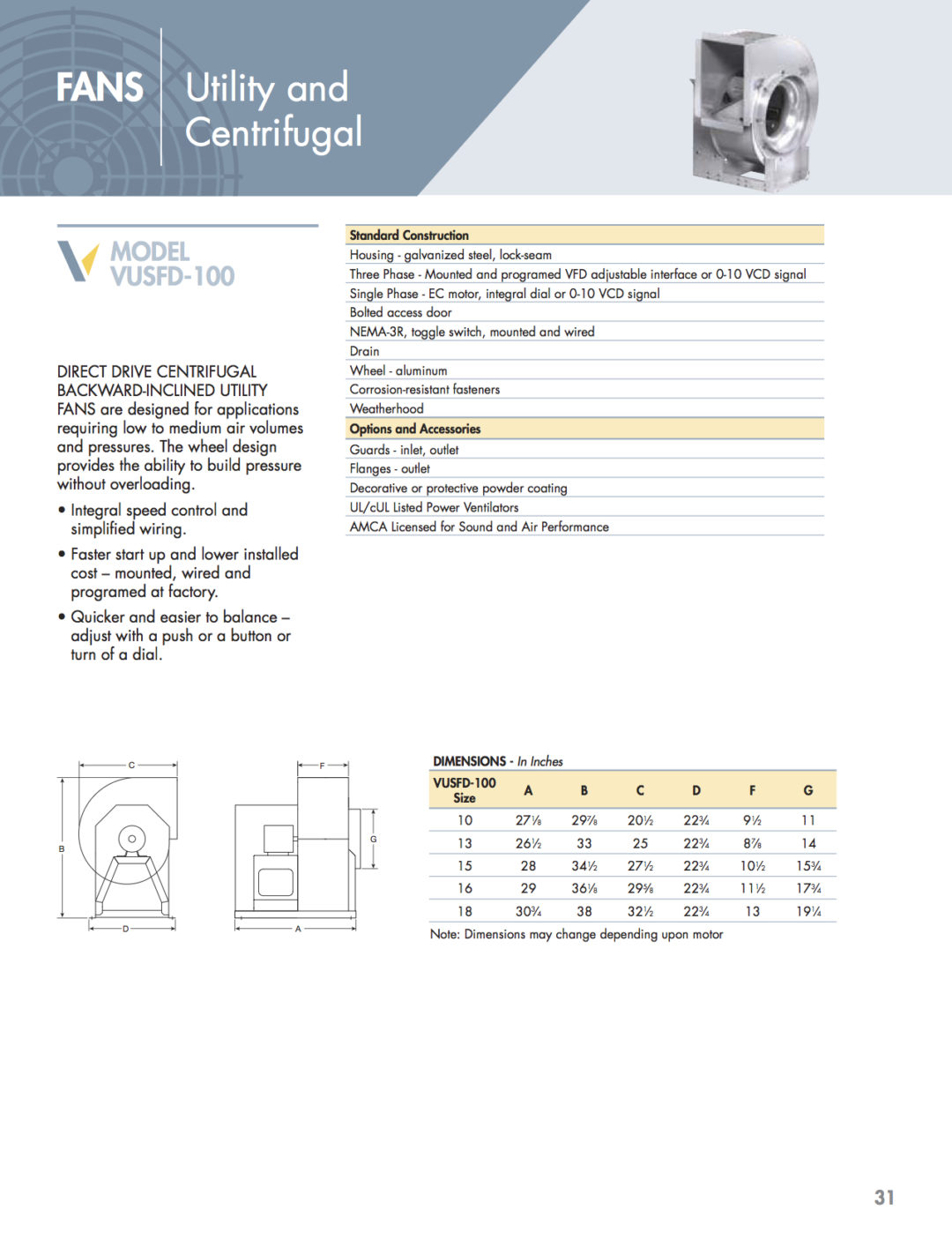 Venco Commercial Centrifugal Fans - Canyon Air Products Inc.